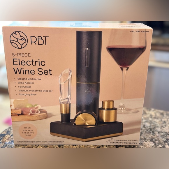 RBT | Dining | Nib Rbt 5piece Electric Wine Set Matte Black Gold Luxury ...